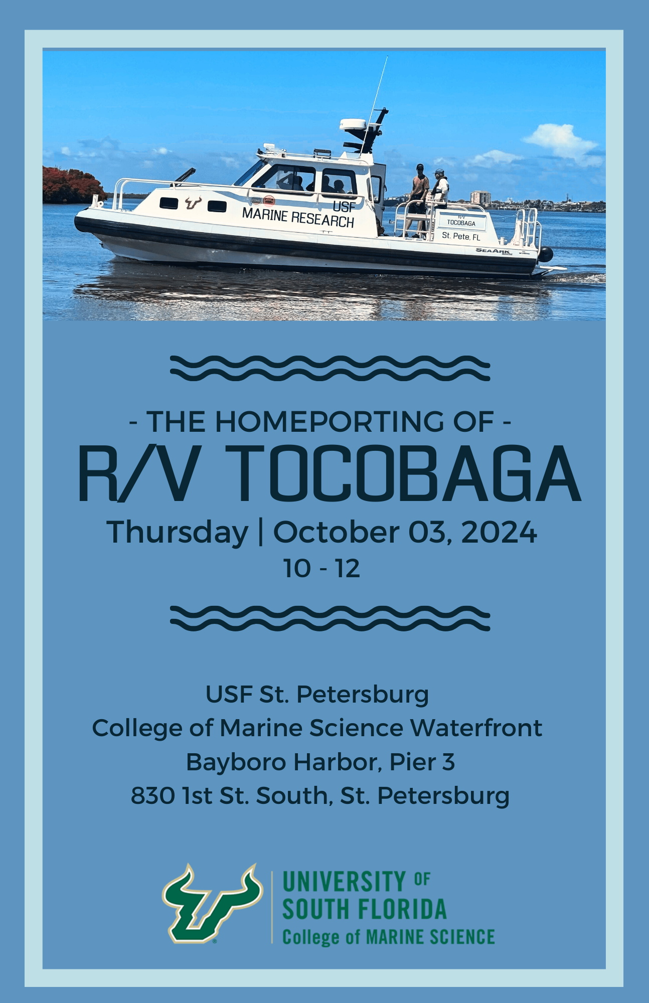 R/V Tocobaga Homeporting – Tampa Bay Chemical Surveillance (TBS)